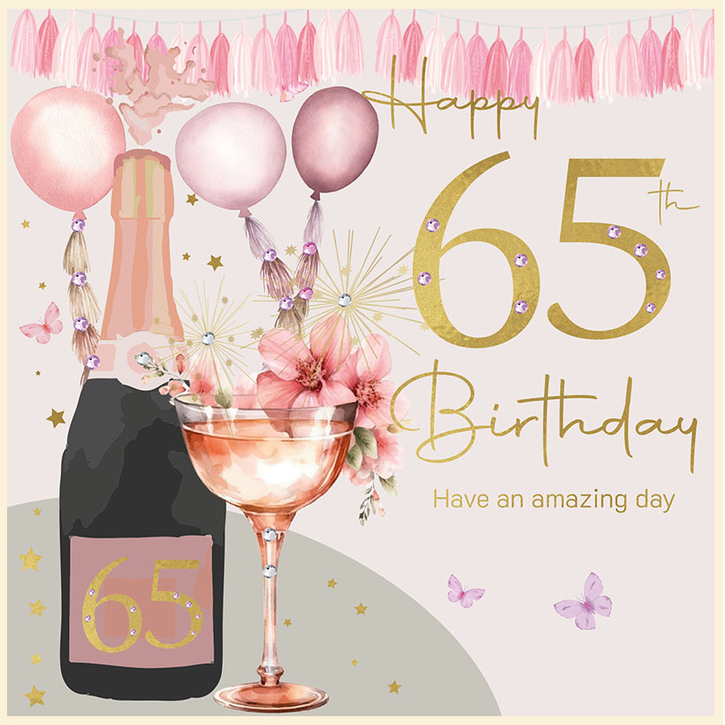 Rush Design 65th Birthday Card – FL33 – HUGS & KISSES